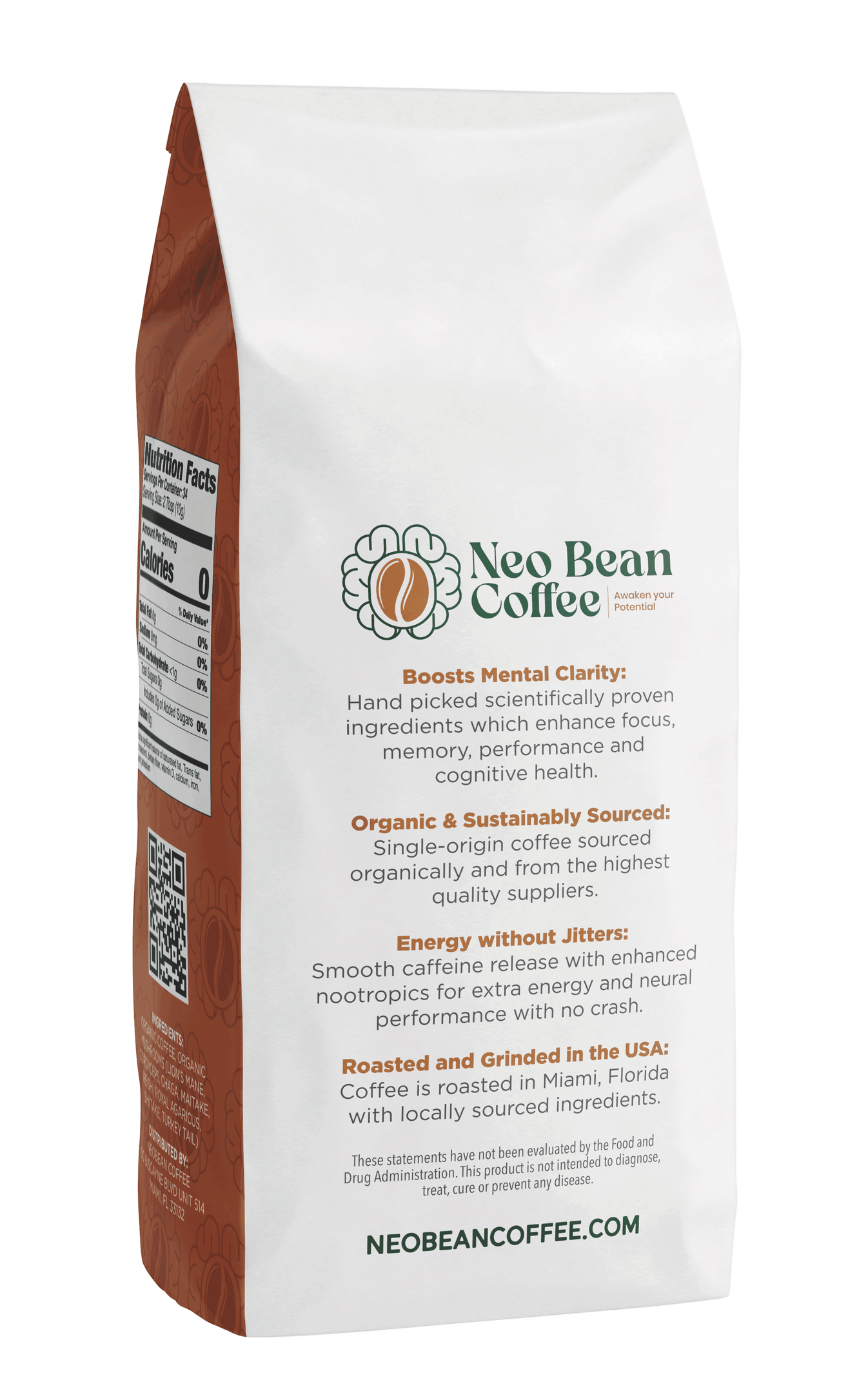 Neobean Cerebro Blend - Mushroom Coffee - Specialty Coffee with 8 Adap ...